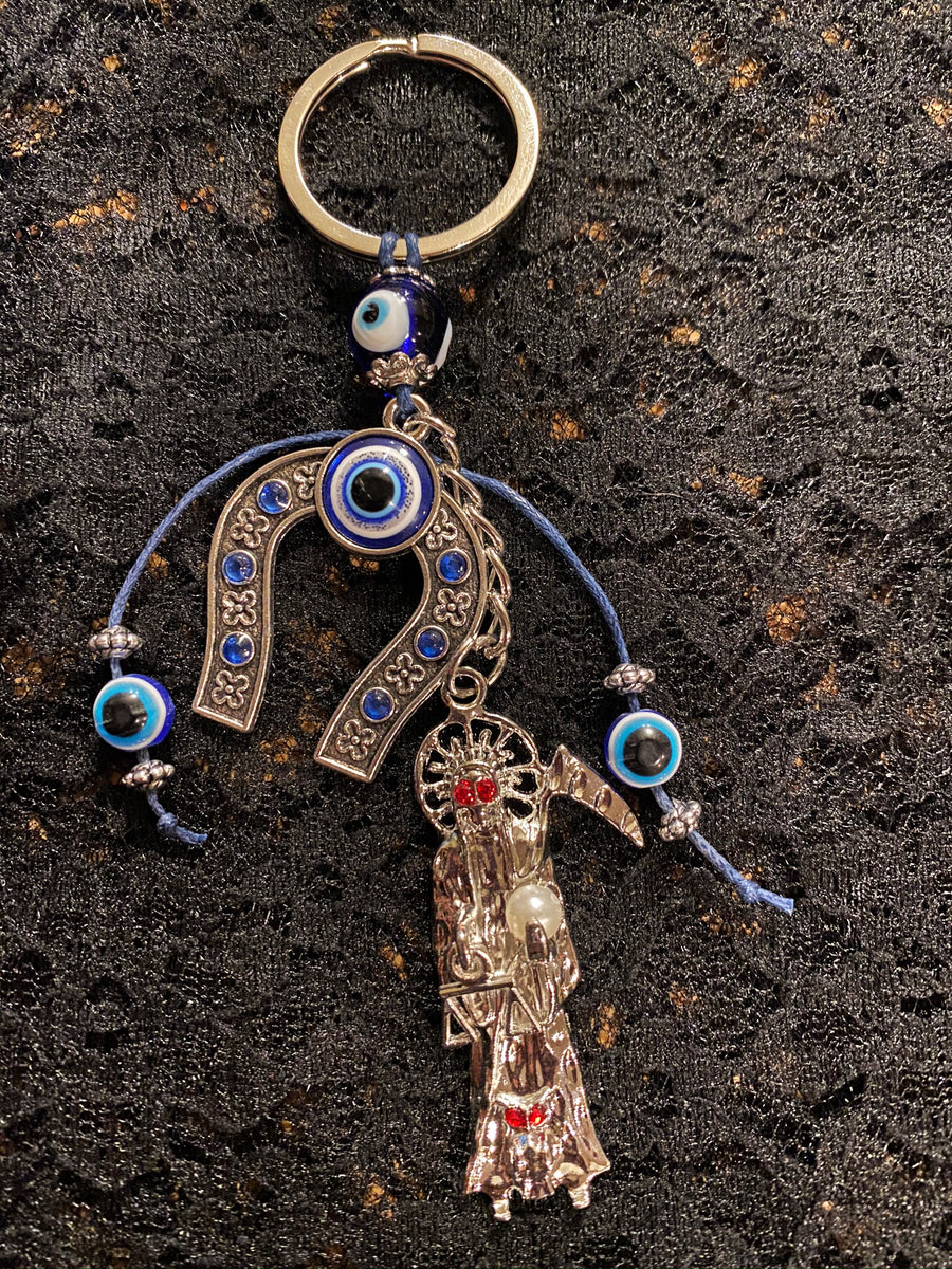 Santa Muerte/ Holy Death Evil Eye Keychain – Spirit sisterss